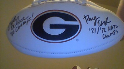 Daijun Edwards AND Buck Belue Signed UGA Bulldogs Football w/National ...