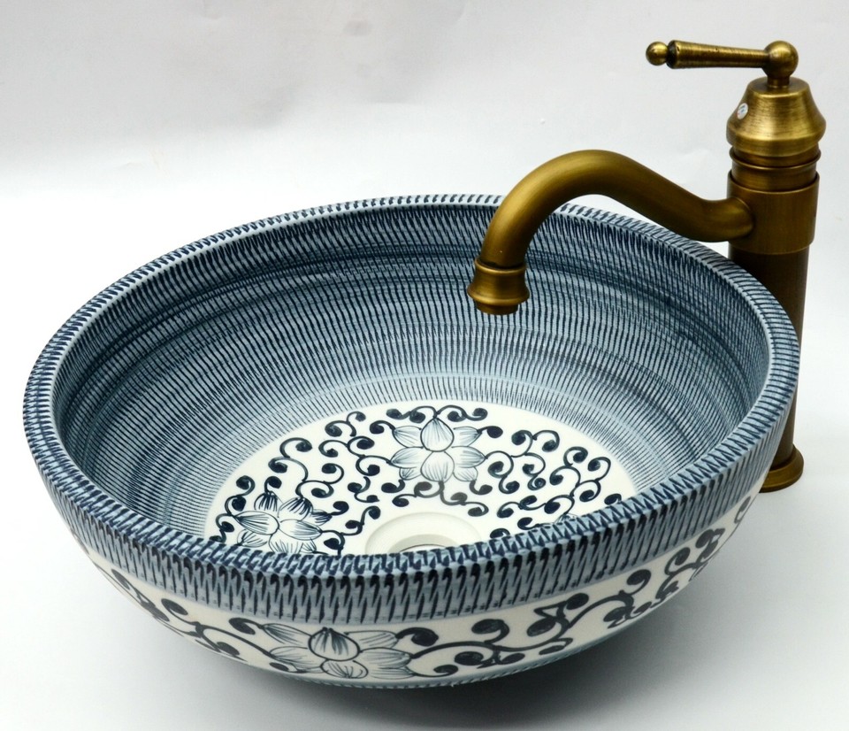 Vintage Patterned Kasbah Round Bathroom Cloakroom Ceramic Counter Top ...