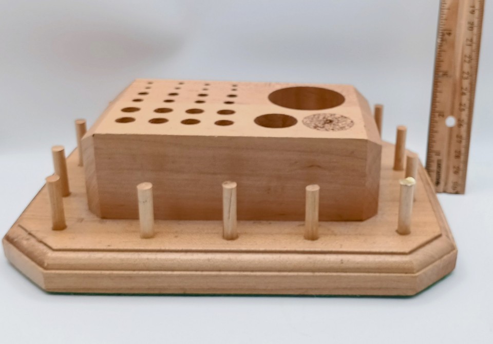 Vintage Style Solid Wood Fly Tying Tool Station & Organizer 12 Pegs 6x9 ...