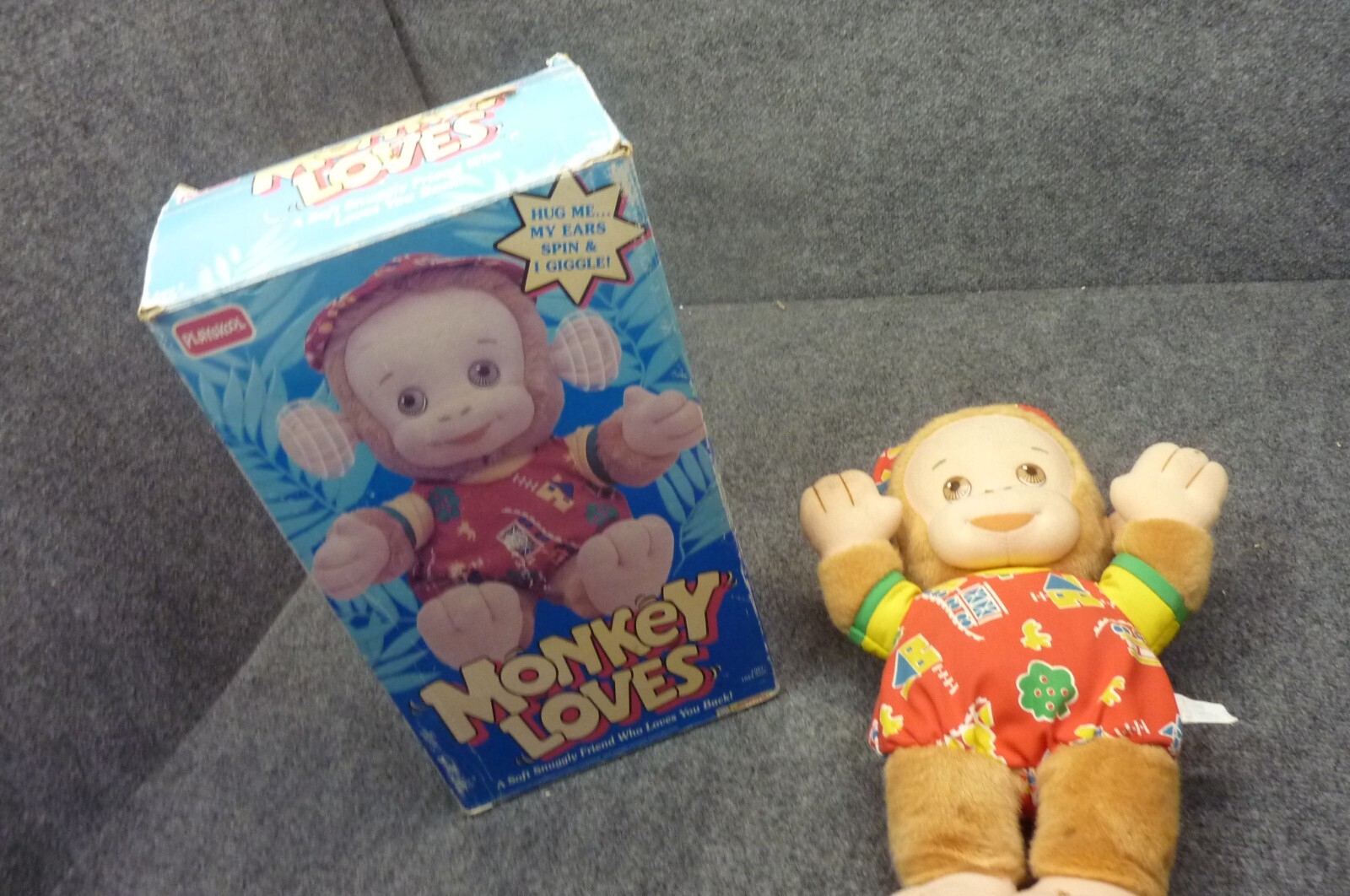 Vintage Playskool Monkey Loves Boy Ears Spin 1991 original box | eBay