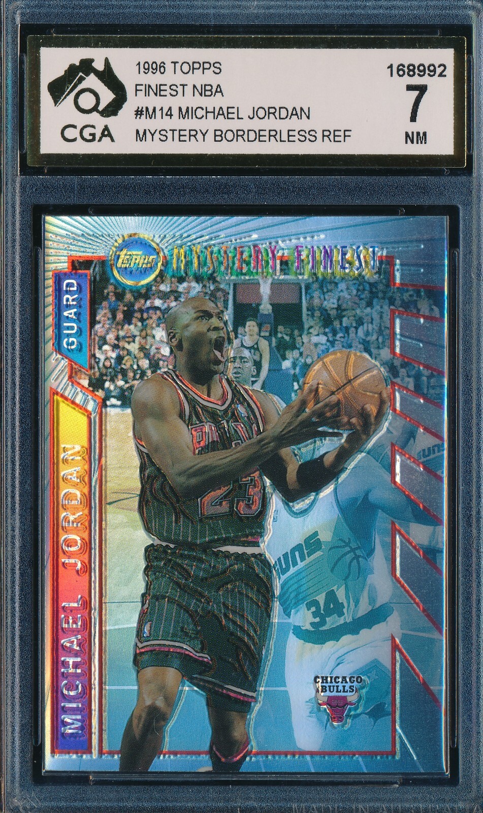 MICHAEL JORDAN 1996-97 TOPPS FINEST MYSTERY BORDERLESS REFRACTOR CGA 7 ...
