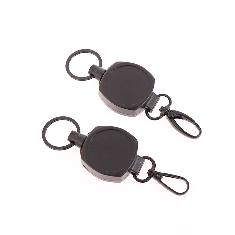 Outdoor Retractable Wire Rope Tactical Keychain Clip Anti Lost ID Card ...