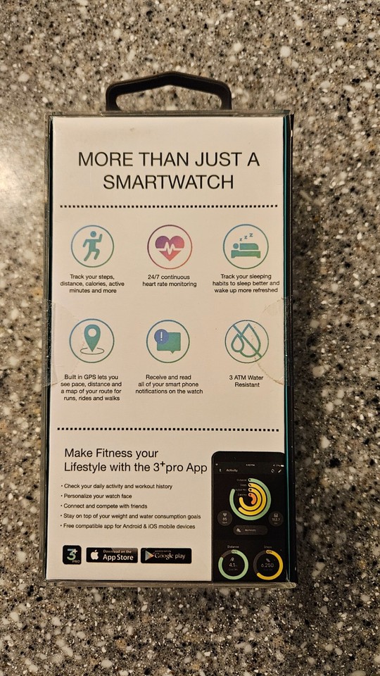 3Plus Pro Vibe+ smart watch with built in GPS and Heart Rate Monitor ...