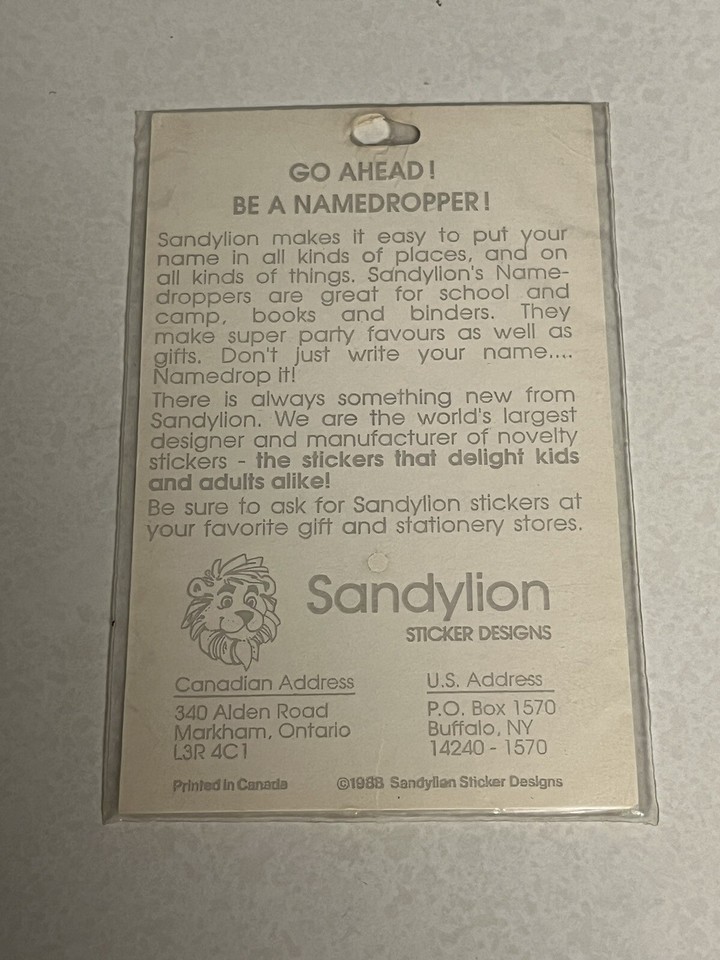 Vintage Sandylion Stickers NAME DROPPER Sharon 1980’s Stickers Heart ...