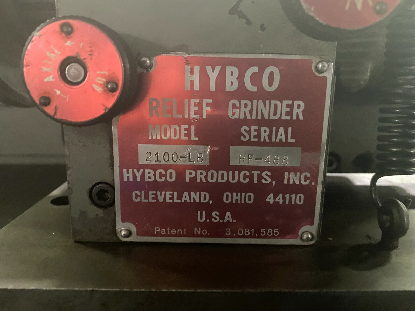Hybco Relief Grinding Fixture Model 2100-LB - Item 5057 | eBay