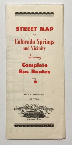 Colorado Springs street map. With Bus Routes. circa 1955 | eBay