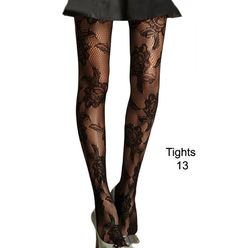 NEW Black Patterned Fishnet Tights Ladies Womens Pattern Lace Pantyhose ...