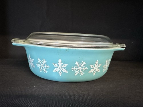 Vintage Pyrex Turquoise Blue Snowflake Casserole Dish 2-1/2 QT with Lid ...