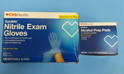 120 CT CVS Health Durable Nitrile Exam Gloves (120 Disposable ...
