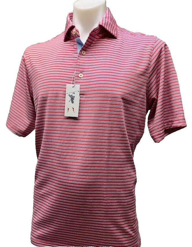 Fairway & Greene polo golf shirt Mens Medium Coho striped short sleeve ...