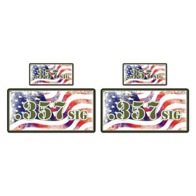 .357 SIG Ammo Box Set, Vinyl Decal Sticker, 2@ 1"x2" & 2@ 2"x4", #8334 ...
