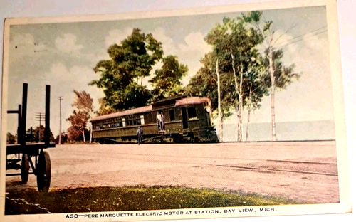 BAY VIEW, Michigan, Pere Marquette Electric Motor Railway, RARE 1920 ...