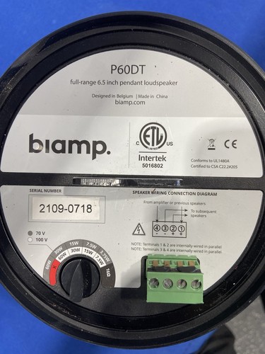 BIAMP Apart P60DT-BL Black 6.5” Two-Way Pendant Loudspeaker (set of 2 ...