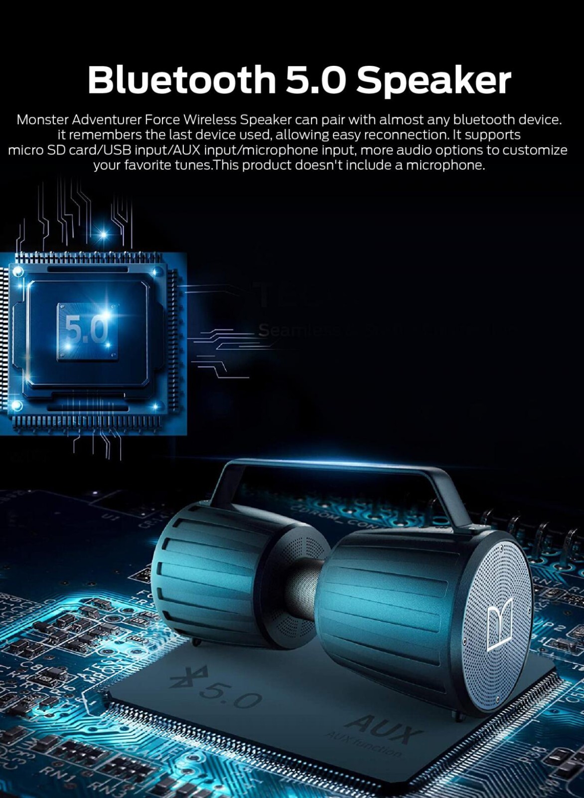 Monster Adventurer Force Portable Bluetooth Speaker - Black (MS21901 ...