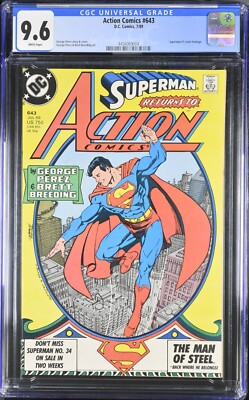 ACTION COMICS #643 CGC 9.6 (White Pages) Superman #1 Cover Homage ...