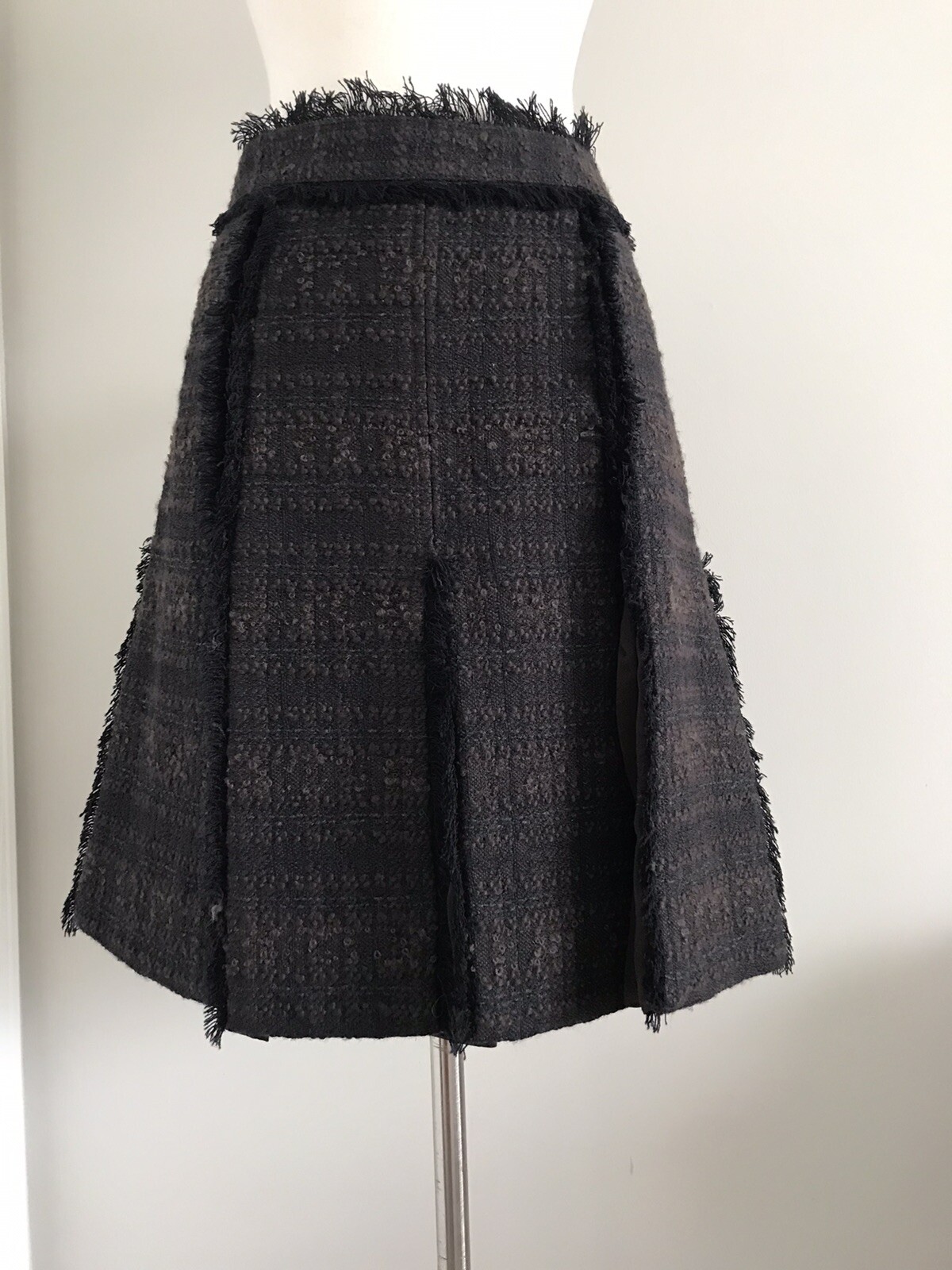 TORY BURCH TWEED A-LINE FRINGE BACK ZIP SKIRT SIZE 2 - Gem