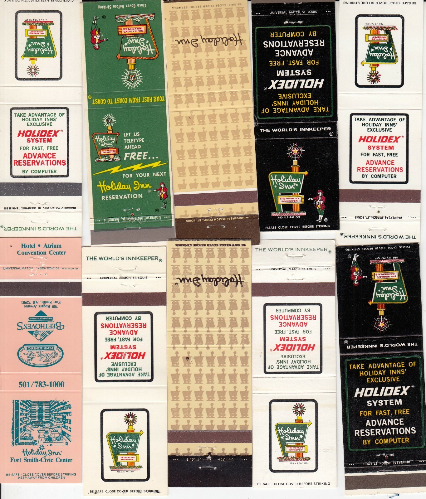 10 lot Vintage Holiday Inn Holidex Matchbook Covers, Kentucky, Calif ...