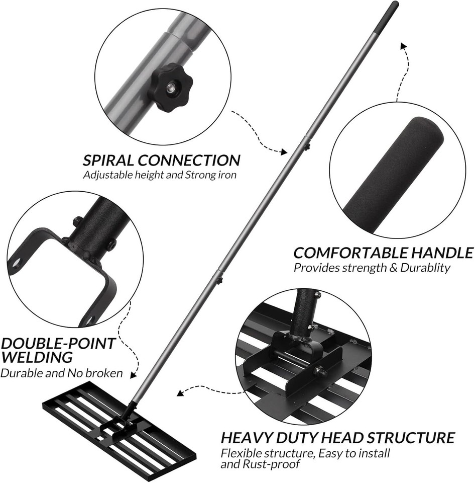 Lawn Leveller Rake Levelling Lute Gardening Tool Heavy Duty Galvanised ...