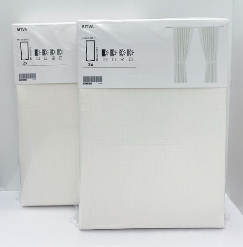 Ikea RITVA Curtains with tie-backs 57x118 " 2 pairs, white 800.638.33 ...
