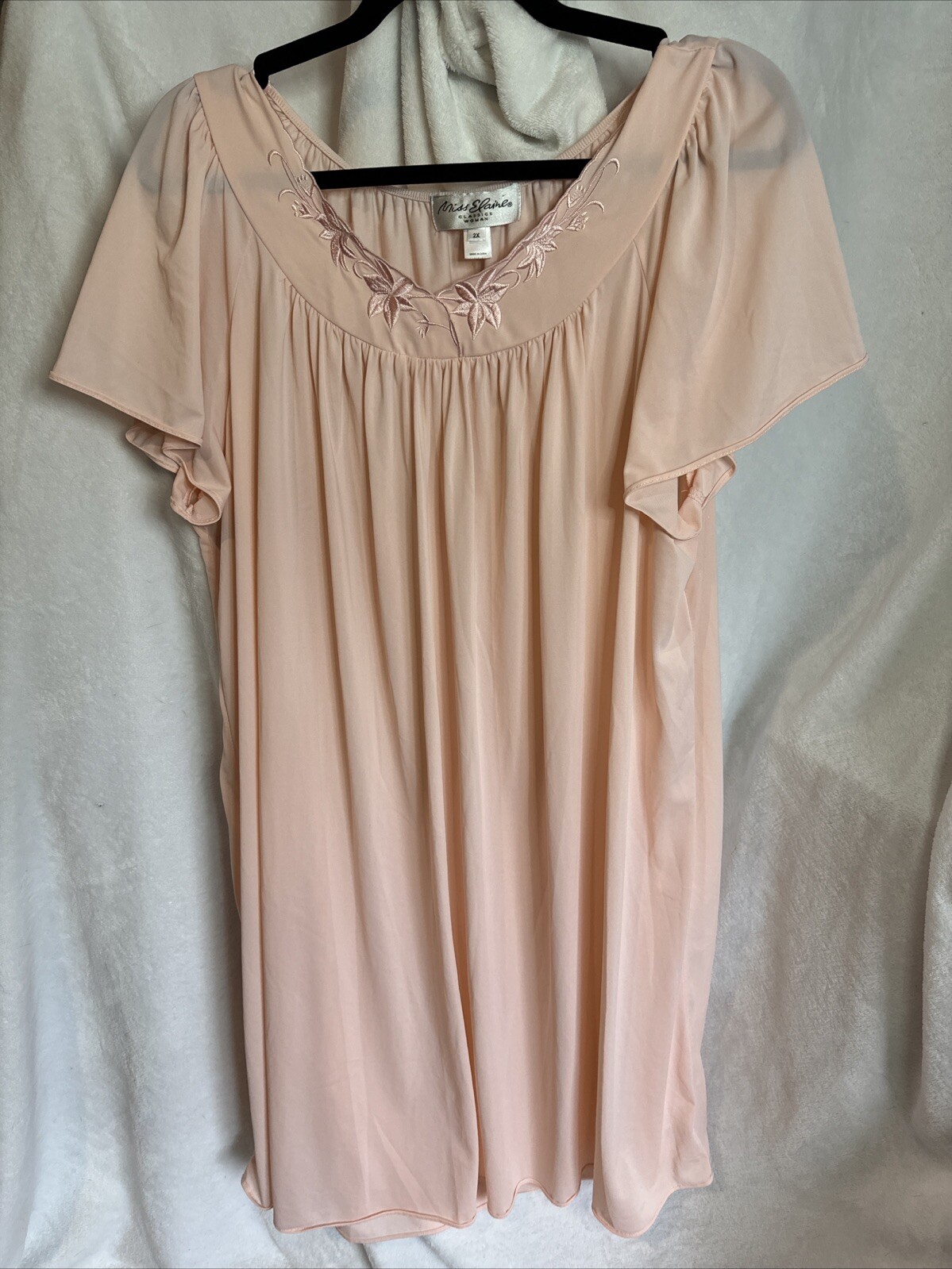 Vintage Miss Elaine Classics Nylon Gown Womens 2X Flu… - Gem