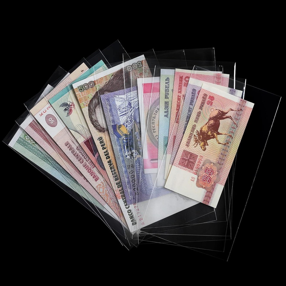 100 Currency Sleeves Paper Money Bill Holder Banknote Storage ...