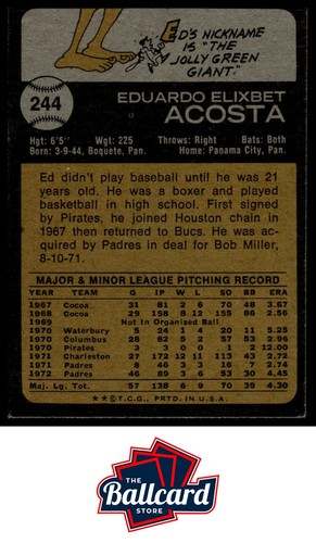 1973 Topps #244 Ed Acosta | eBay