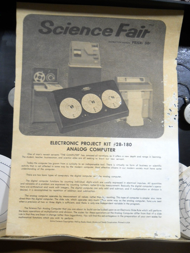 1971 Radio Shack Science Fair Electronic Analog Computer Kit Model No ...