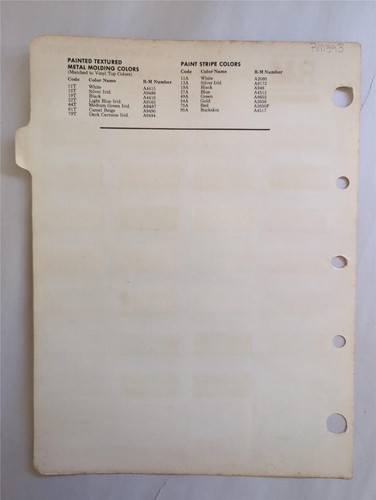 Rinshed Mason 1978 CHEVROLET & CORVETTE Auto Paint Chip Color Chart | eBay