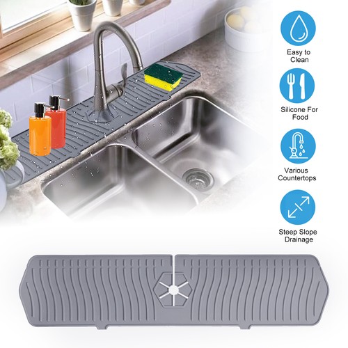 Silicone Faucet Drain Pad Drip Catcher Tray Kitchen Sink Splash Guard ...