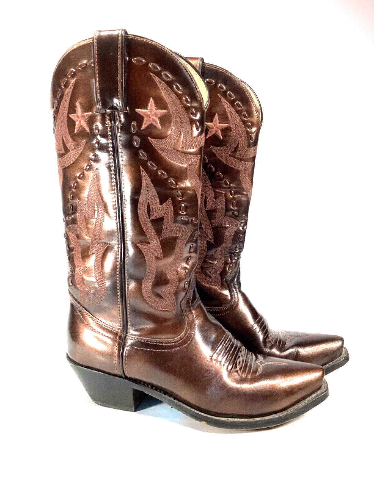 VTG Durango Women’s Metallic Bronze Brown Star Cowboy Boots Size 6.5 M ...