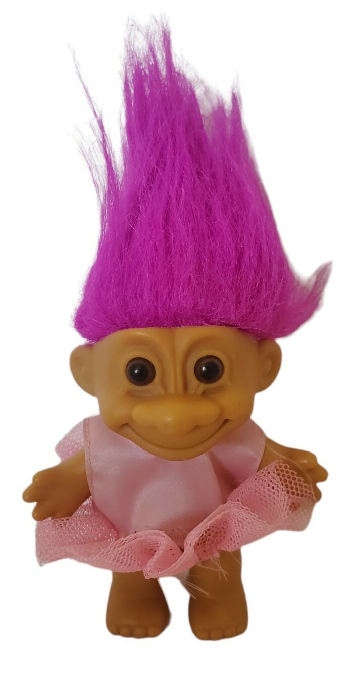 Troll Ballerina w/Purple Hair and Brown Eyes w/ Tutu 4 inches Russ ...