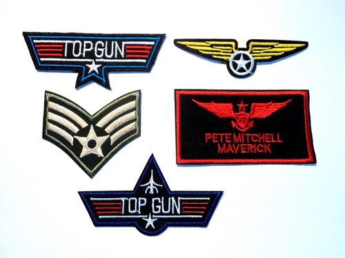 1x Top Gun Patches Embroidered Cloth Badge Applique Iron Sew On Navy ...