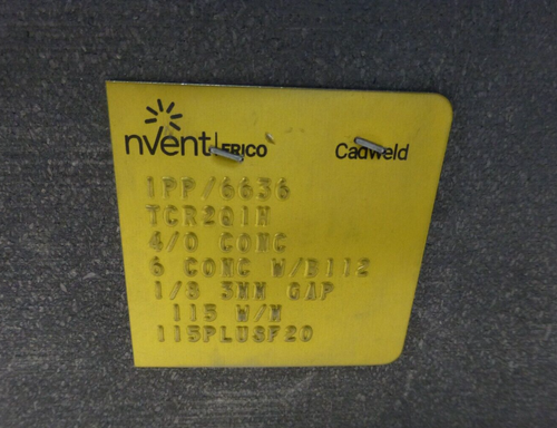 NVENT CADWELD MOLD TCR2Q1H 4/0 AWG CONC. TO 6 CONC. B112, USE #115W/M ...