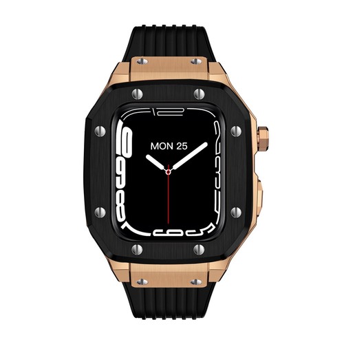 Luxury Rugged Case&Silicone Band Mod Kit For Apple Watch 9 8 7 6 5 4 ...