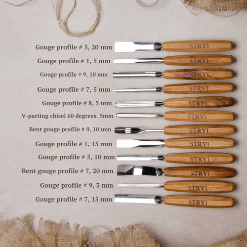 Set 12 Woodcarving Tools with Case, Chisels for Woodworking, Gouge Kit ...