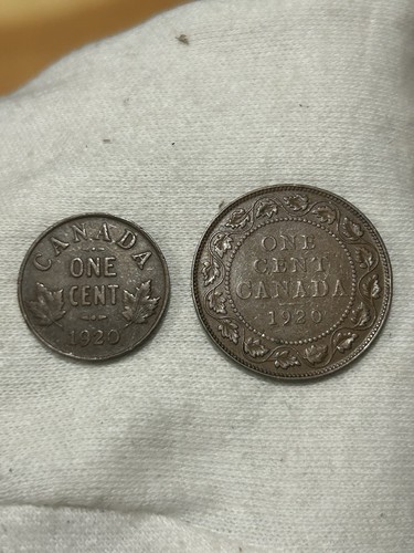 1920 Canada Small & Large One Cent Coins - LOT OF 2 - King George V | eBay