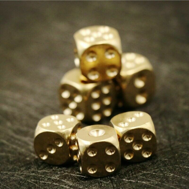 6xHandmade Solid Brass Dice Copper Bar Mahjong Nuts Gambler Game ...