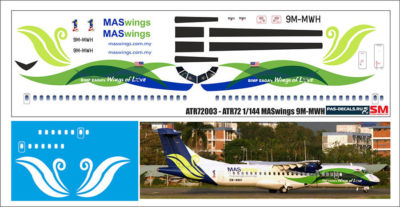 1/144 PAS-DECALS ATR-72 MAS WINGS 9M-MWH | eBay