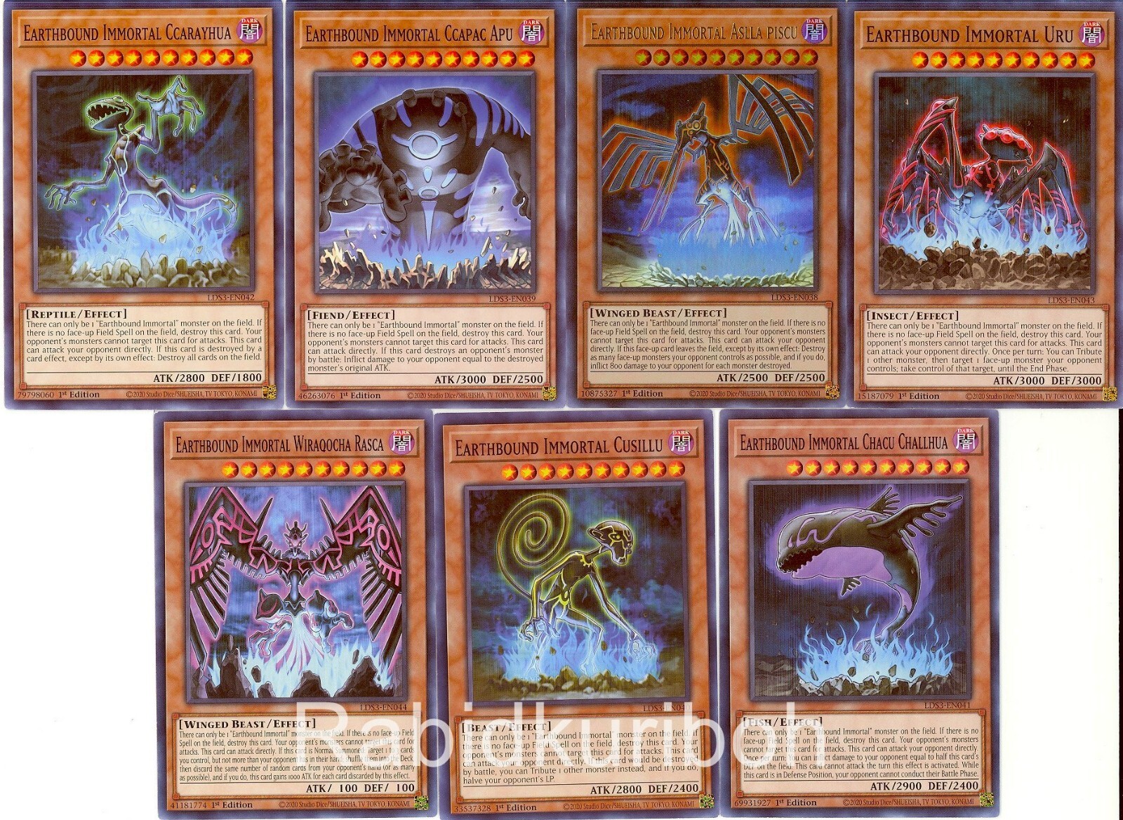 Yugioh Earthbound Immortal Set - Aslla Piscu Cusillu Chacu Challhua ...
