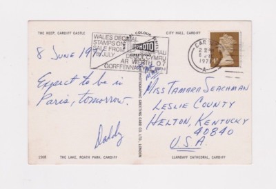 VINTAGE CARDIFF CASTLE & CITY HALL POSTCARD RPPC WORLD STAMPS CANCEL ...