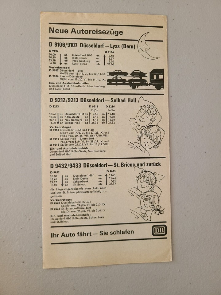 Deutsche Bahn D516 Munchen - Dortmund Timetable (1973) | eBay