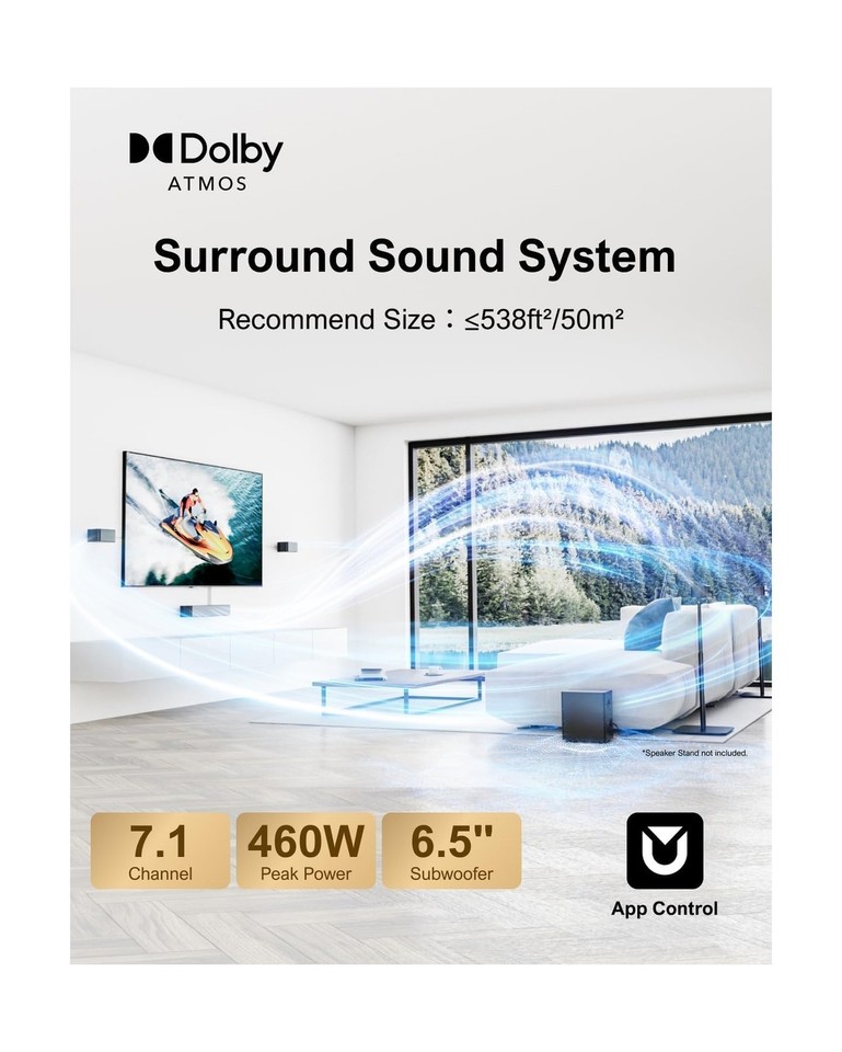 ULTIMEA 7.1Ch Soundbar with Dolby Atmos, APP Control, Surround Sound ...