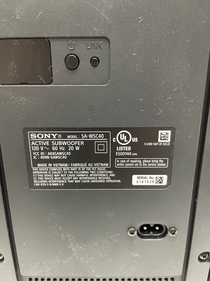 Sony HT-SC40 2.1ch Soundbar with Wireless Subwoofer - Black | eBay