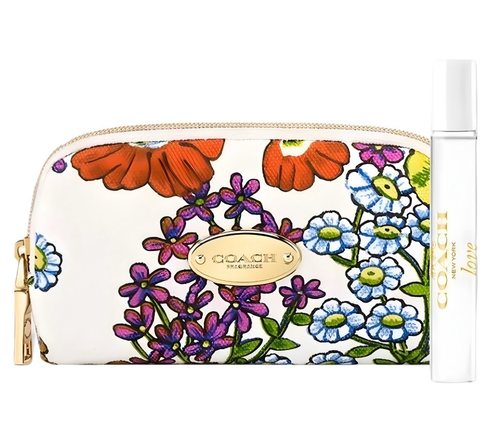 COACH Love EDP Perfume Travel Spray + Zipper Floral Flower Pouch New ...