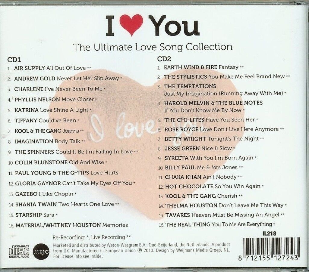I LOVE YOU - THE ULTIMATE LOVE SONG COLLECTION - 2 CD SET - 32 SONGS ...