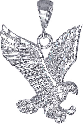 Sterling Silver Eagle Charm Pendant Necklace Diamond Cut Finish with ...