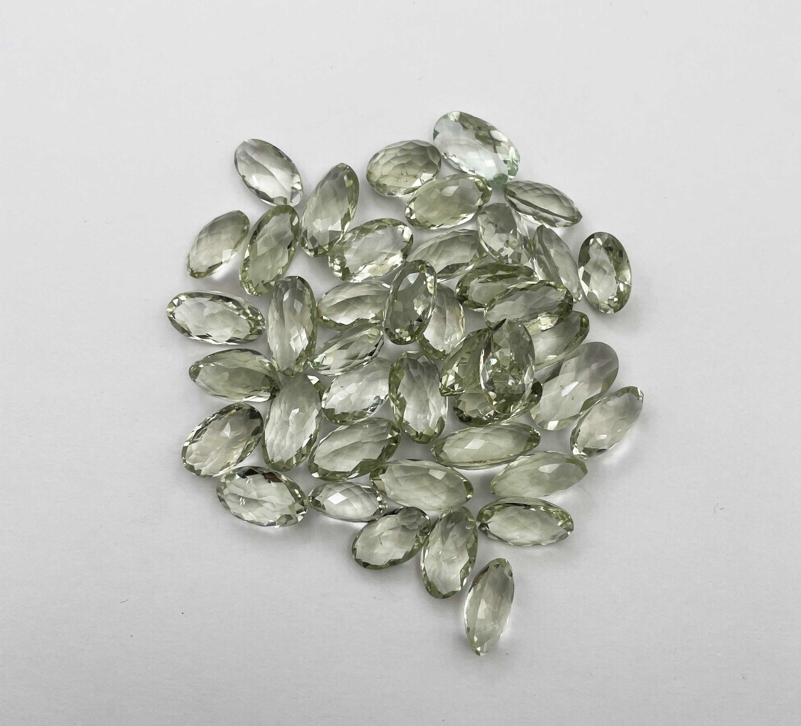 Natural Green Amethyst Oval Checker Cut Gemstone Lot 17 Pcs 9*14-10*17 ...