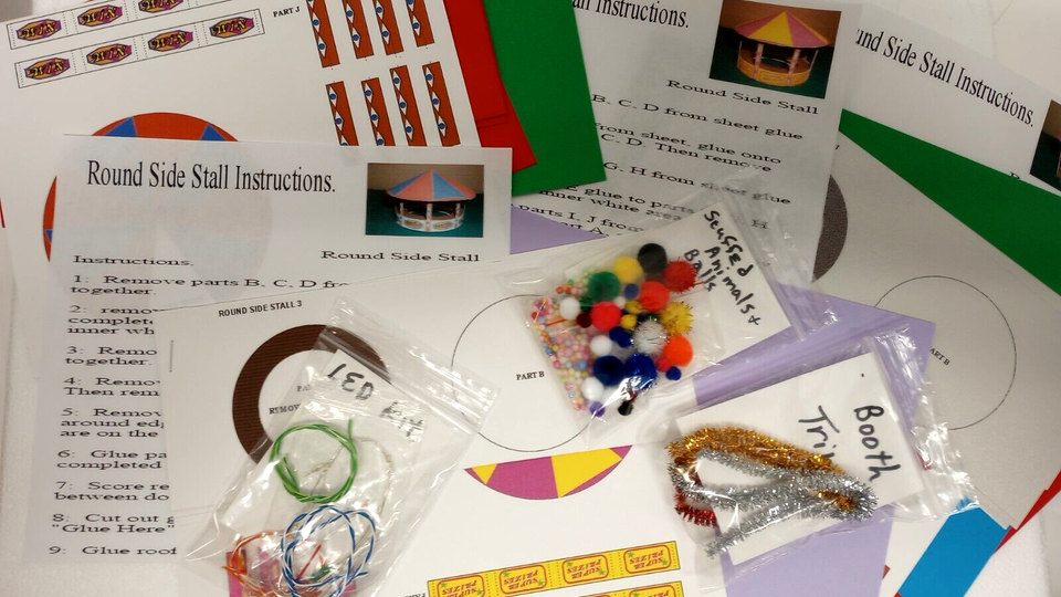 HO Scale Carnival Fair 3 Round Game Booths Card Kit U Build LEDs Rare ...