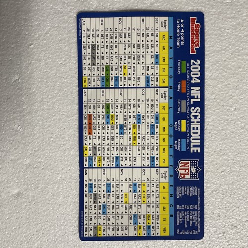 NFL 2004 Sports Illustrated NFL Football Schedule | eBay