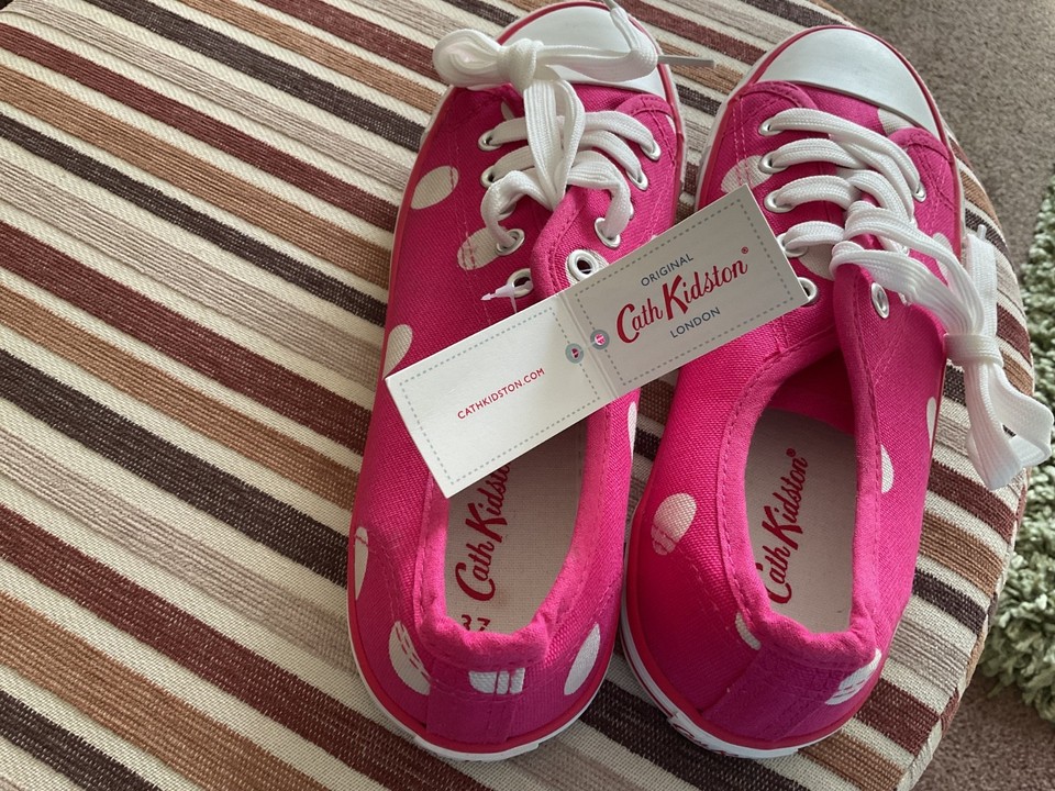 REDUCED NEW Cath Kidston, Raspberry Pink & White Plimsolls, size 37 (4 ...